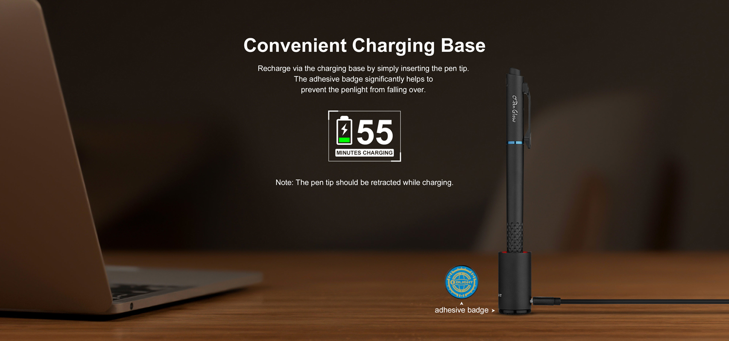 Olight O'Pen Glow Pen with Integrated LED Flashlight and Charging Base ...