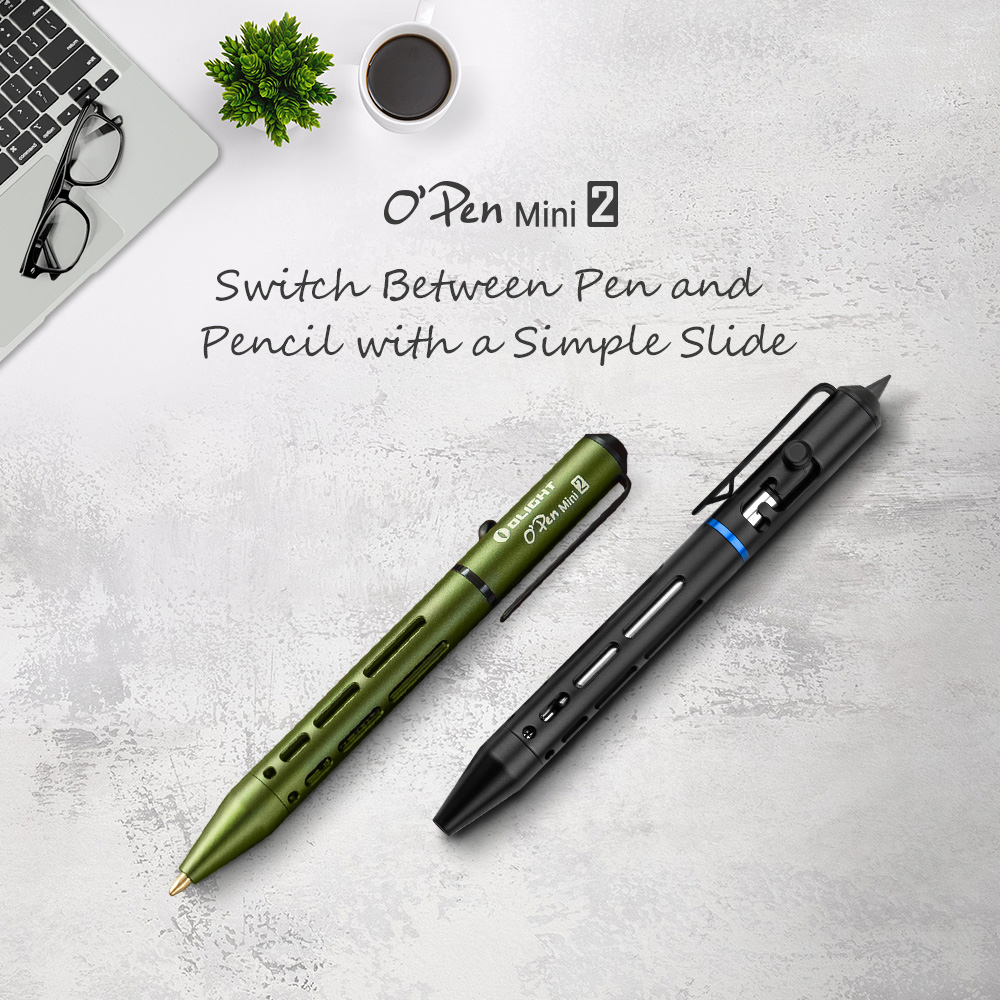 Olight O'Pen Mini 2 Bolt-Action Pen and Pencil in One, OD Green ...