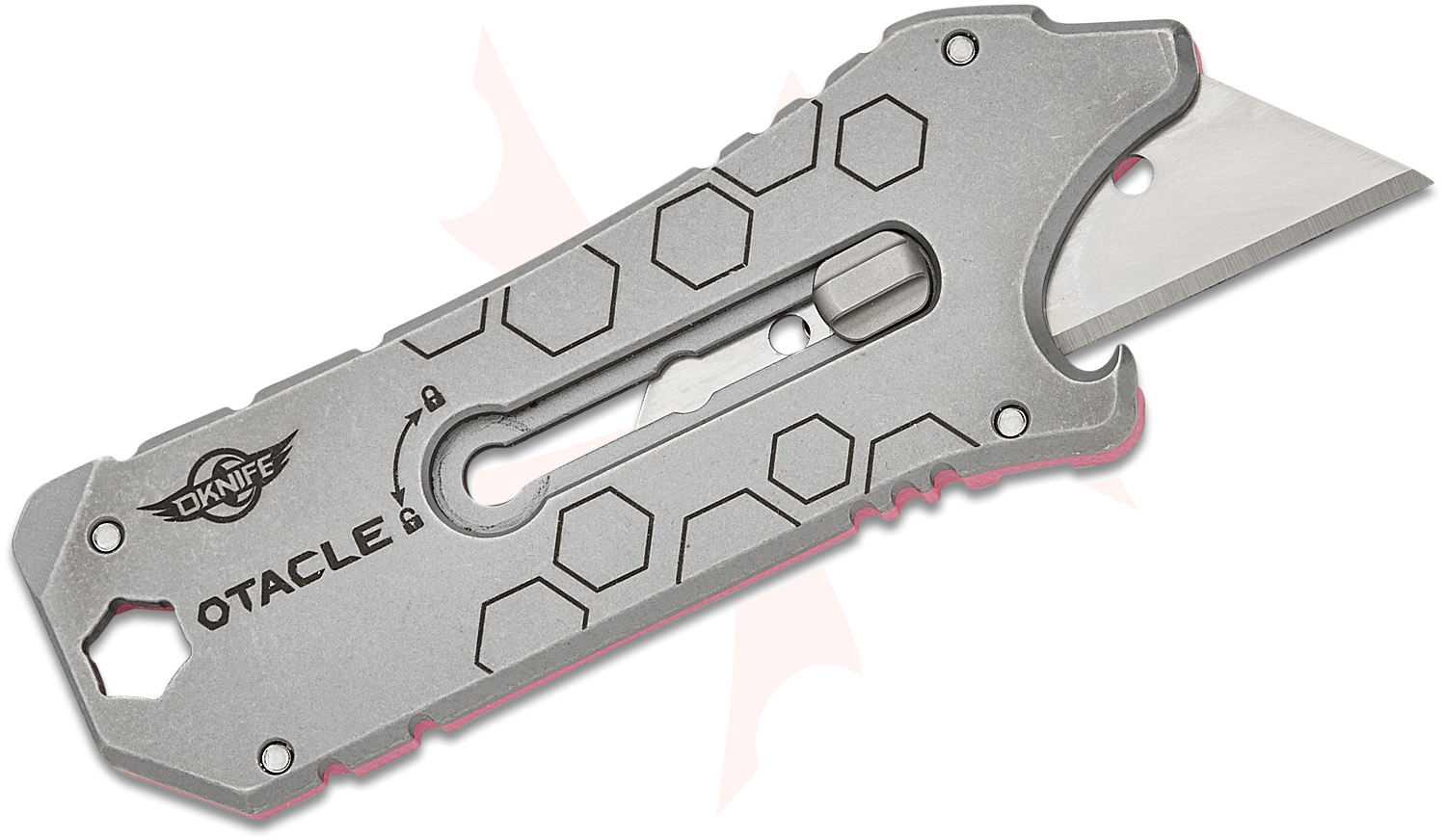 Olight Oknife Otacle Utility Knife 3.38" Closed, SK2 Blade, Doughnut Pink G10 and Stainless ...