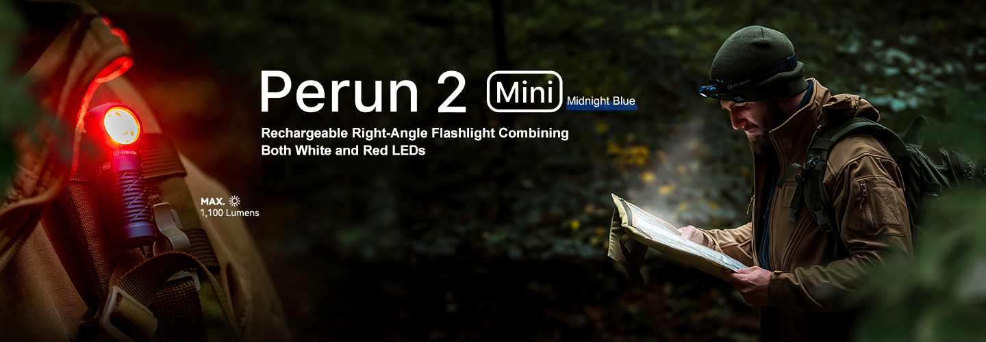 Olight Perun 2 Mini Midnight Blue Right-Angle Rechargeable Cool White ...