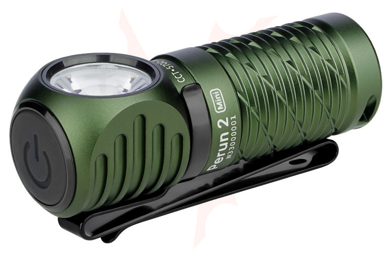 Olight Perun 2 Mini OD Green Right-Angle Rechargeable LED Flashlight ...