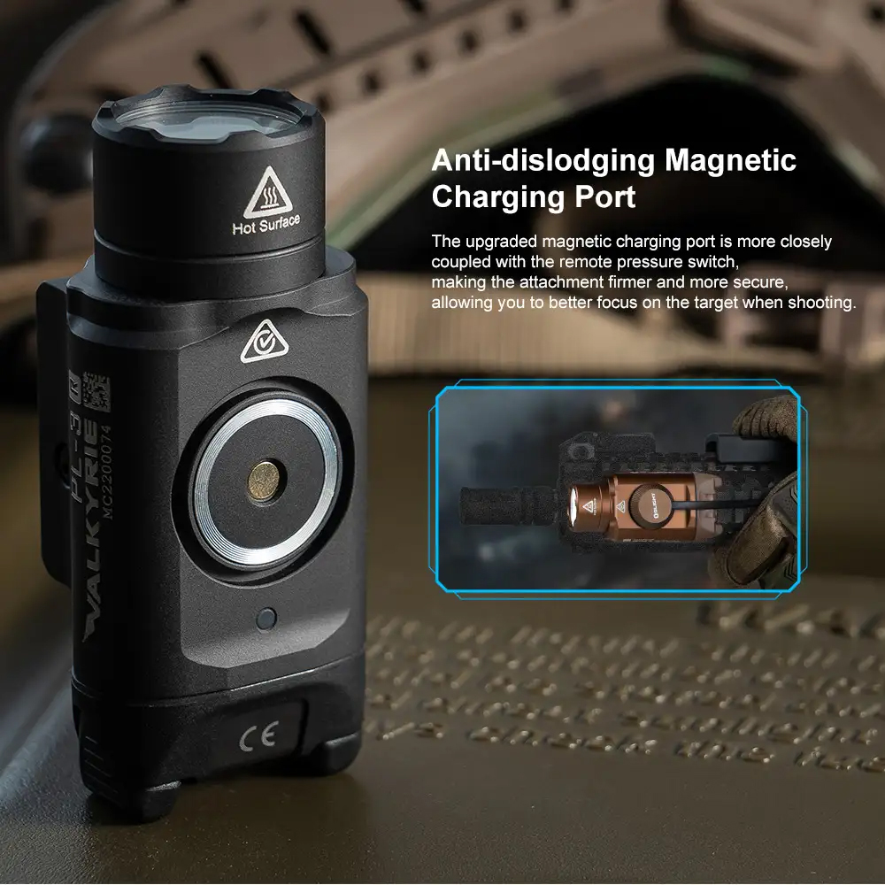 Olight PL-3R Valkyrie Rechargeable LED Rail Mounted Weaponlight, 1500 Max Lumens, Desert Tan ...