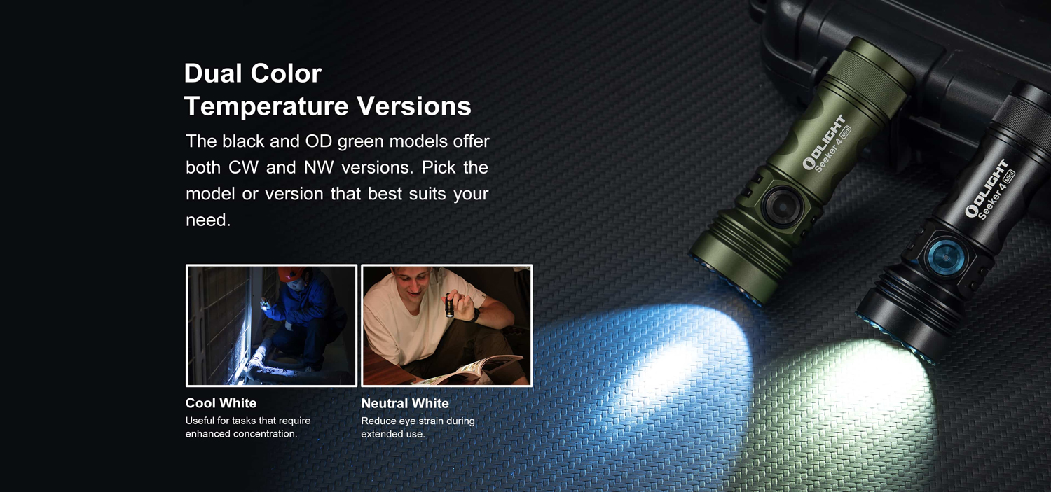Olight Seeker 4 Mini Rechargeable Cool White LED Flashlight with UV ...