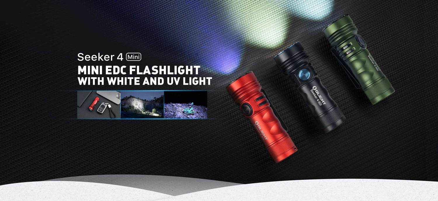 Olight Seeker 4 Mini Rechargeable Cool White LED Flashlight with UV ...