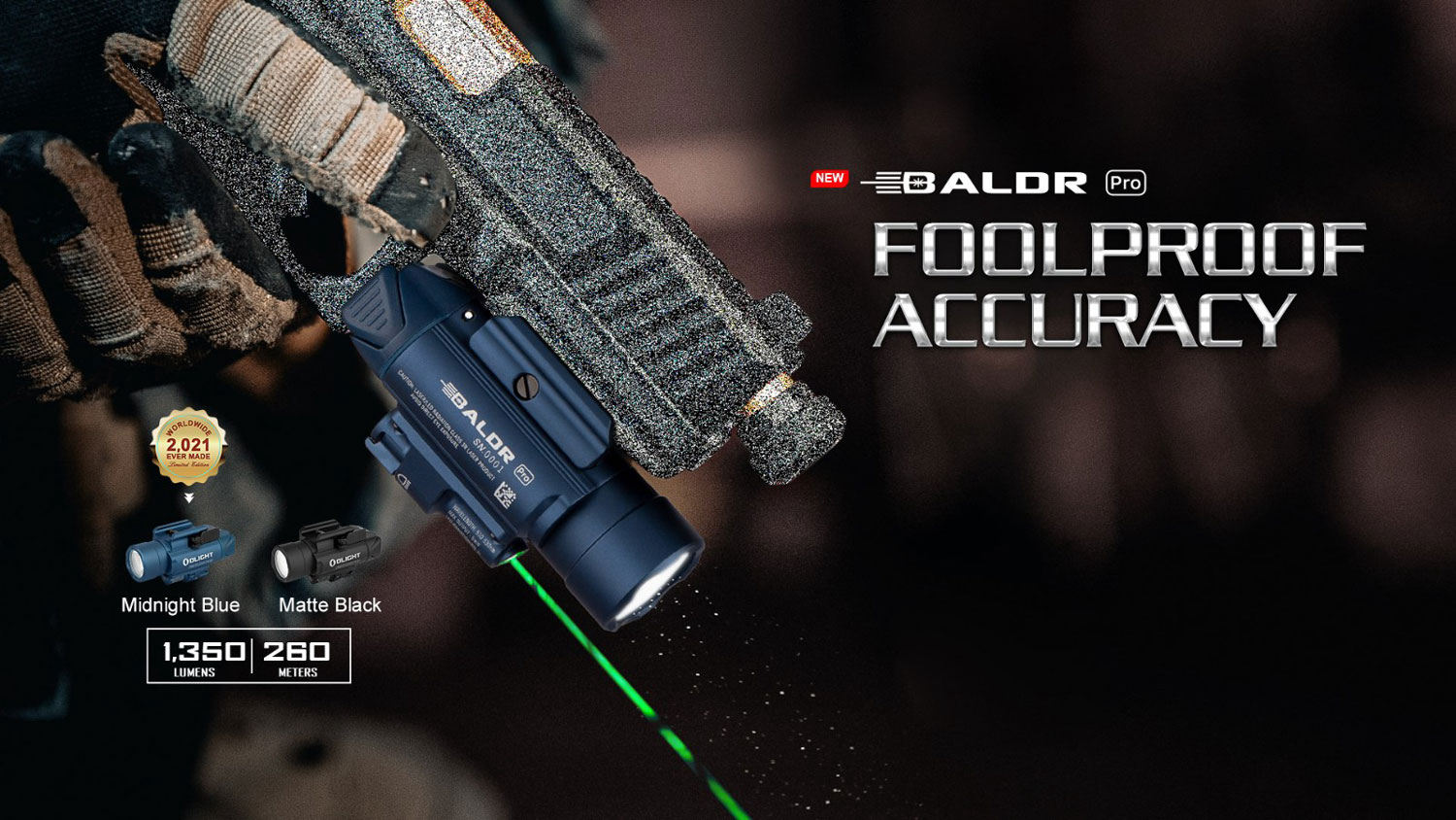 Olight Limited Edition Baldr Pro LED Weaponlight, Midnight Blue, 1350 ...