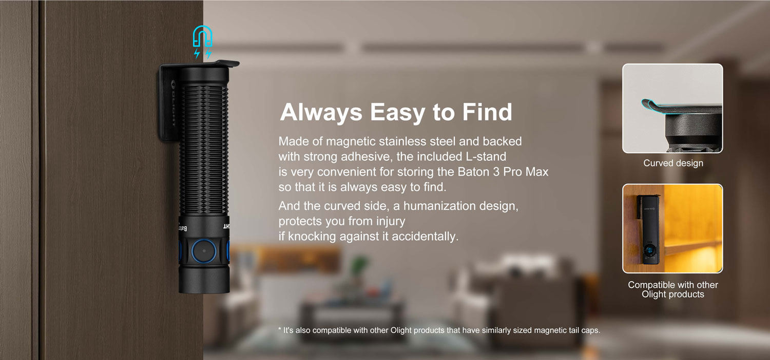 Olight Baton 3 Pro Max Rechargeable Neutral White LED Flashlight, Black ...