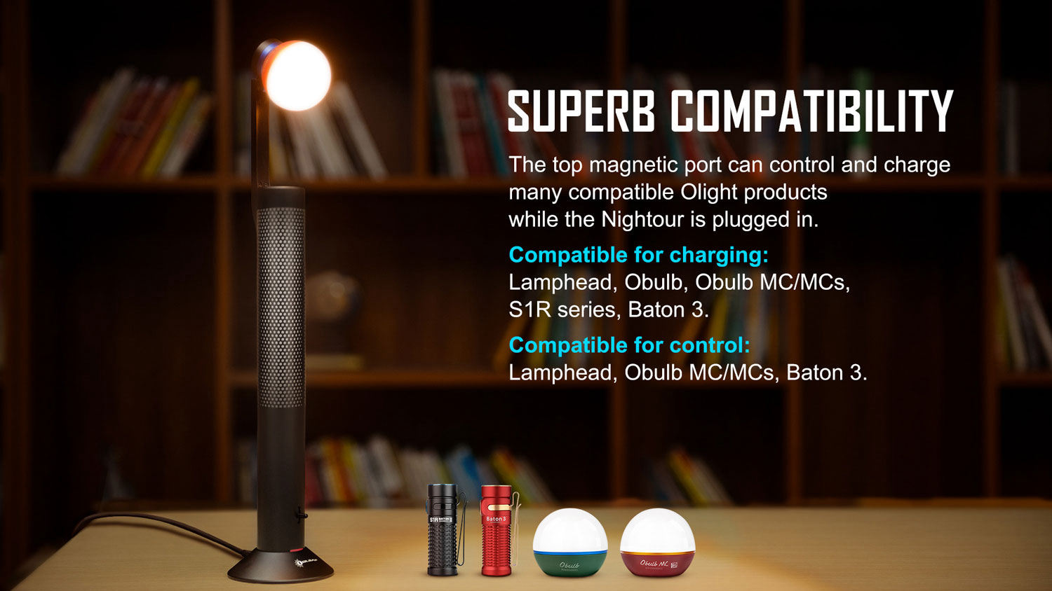 Olight Olamp Nightour LED Table Lamp with Detachable Lamphead, 60 Max ...