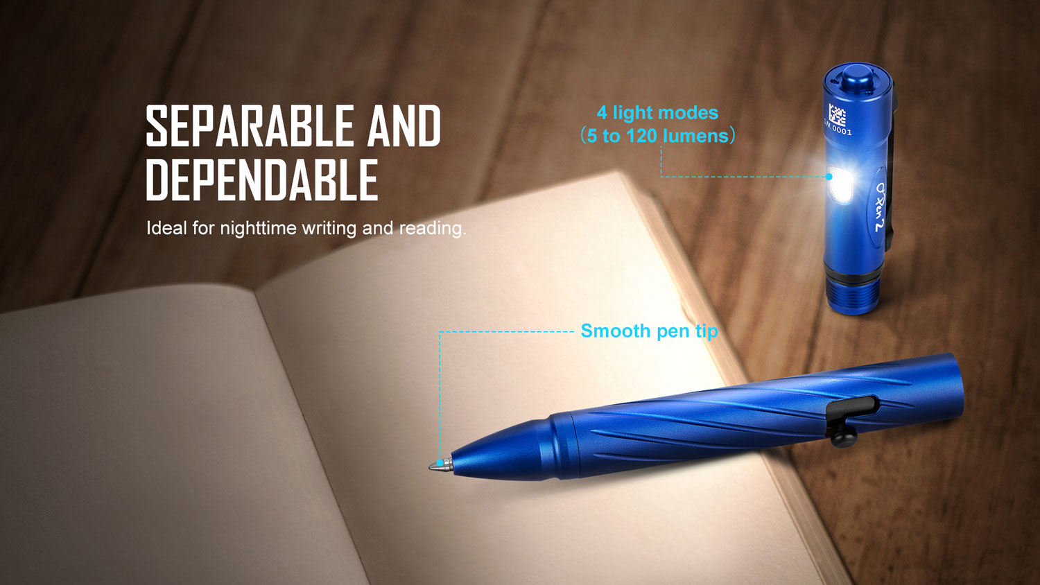 Olight O'Pen 2 Pen with Integrated LED Flashlight, Blue, 120 Max Lumens ...