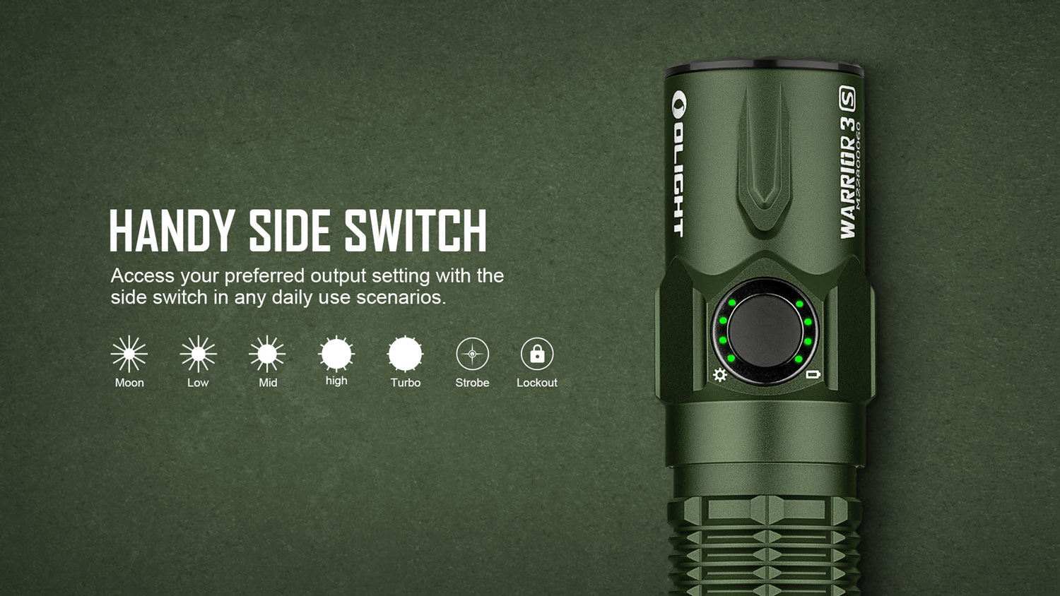 Olight Warrior 3S Tactical Rechargeable LED Flashlight, OD Green, 2300 ...