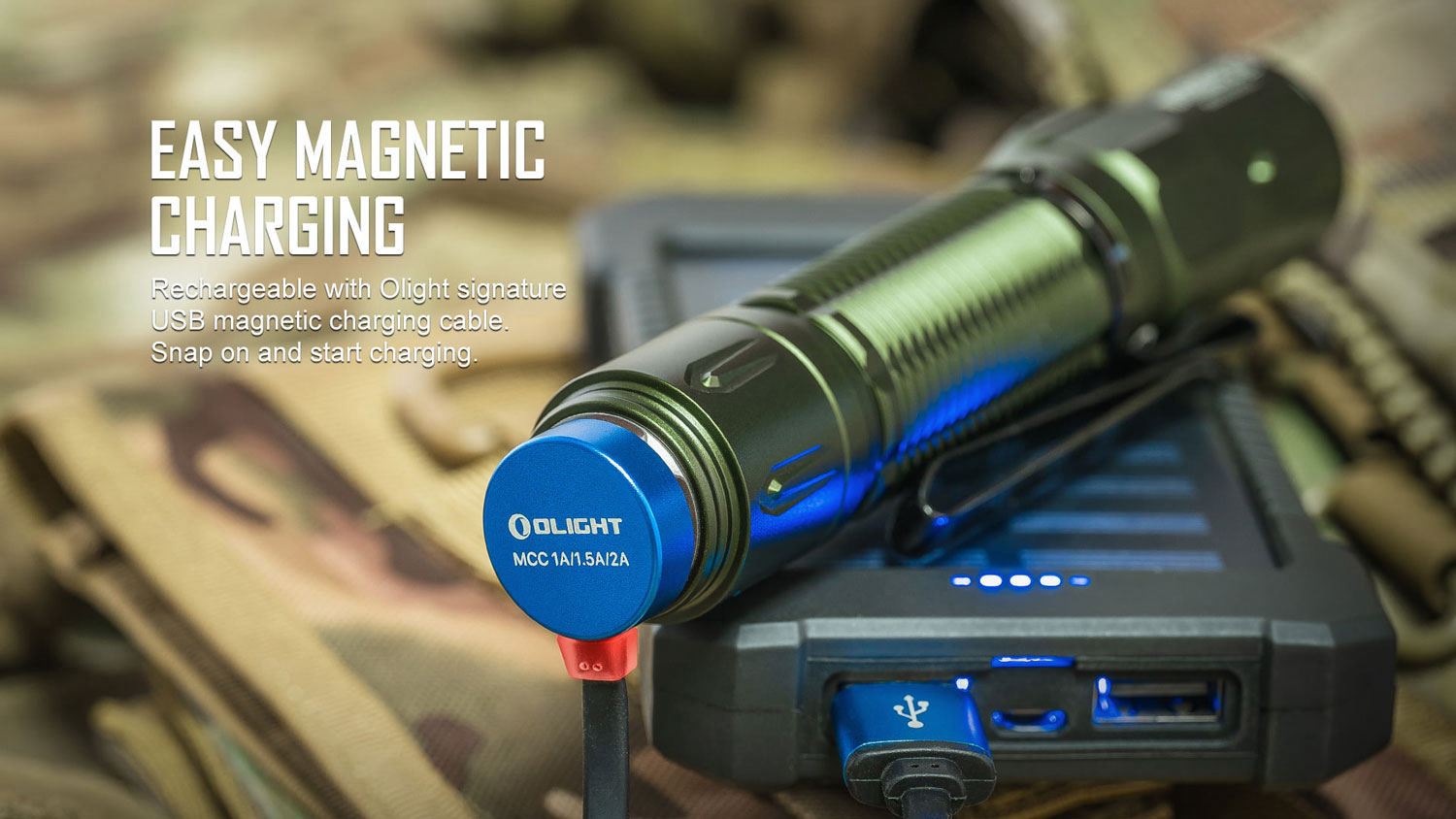 Olight Warrior 3S Tactical Rechargeable LED Flashlight, OD Green, 2300 ...