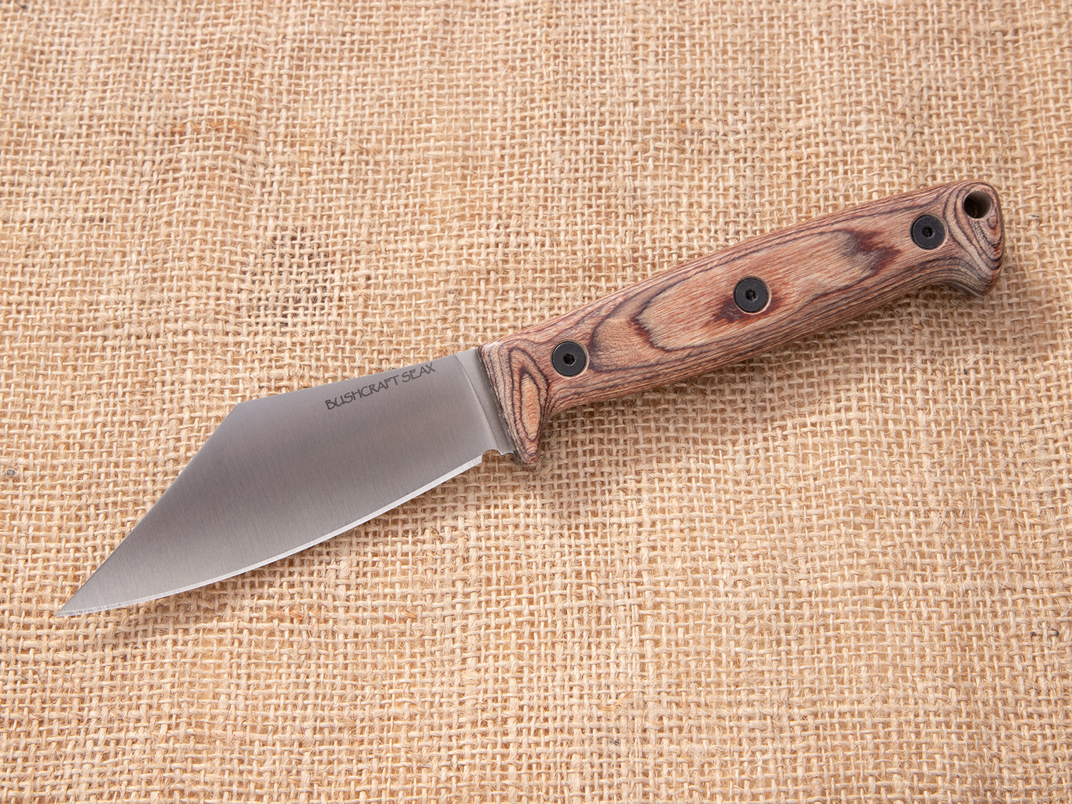 Ontario Bushcraft Seax Fixed Blade Knife 4.4" 420 Satin Seax Blade ...