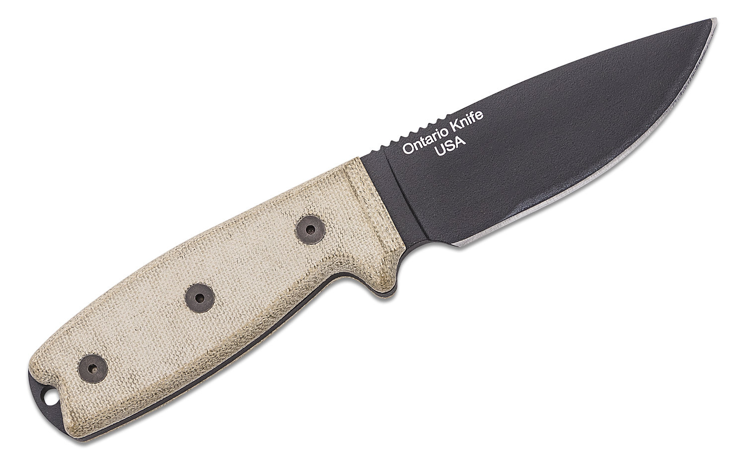 Ontario RAT-3 Utility Knife 3.75" Plain Blade, Micarta Handles, Nylon ...