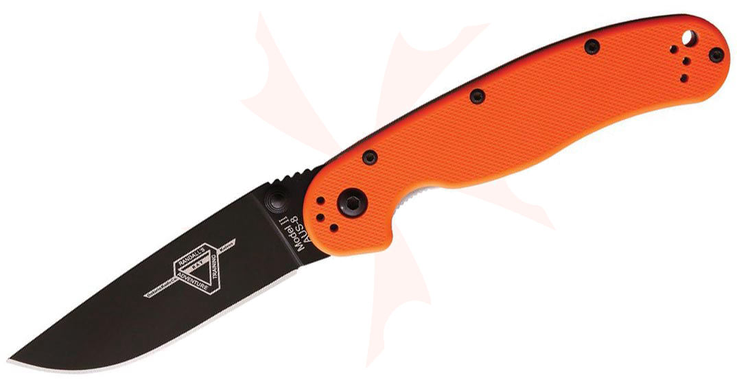 Ontario RAT Model 2 Folding Knife 3.0" Black Plain Blade, Orange G10 ...