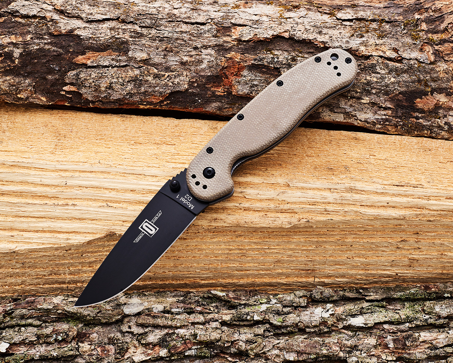 Ontario RAT Model 1 Folding Knife 3.6" D2 Black Plain Blade, Natural ...