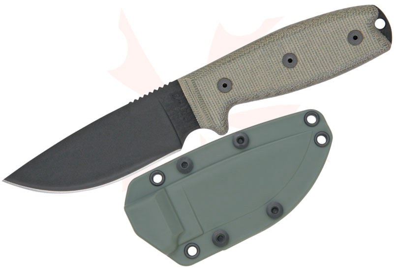 Ontario RAT-3 Utility Knife 3-3/4" Plain Blade, Micarta Handles, OD ...