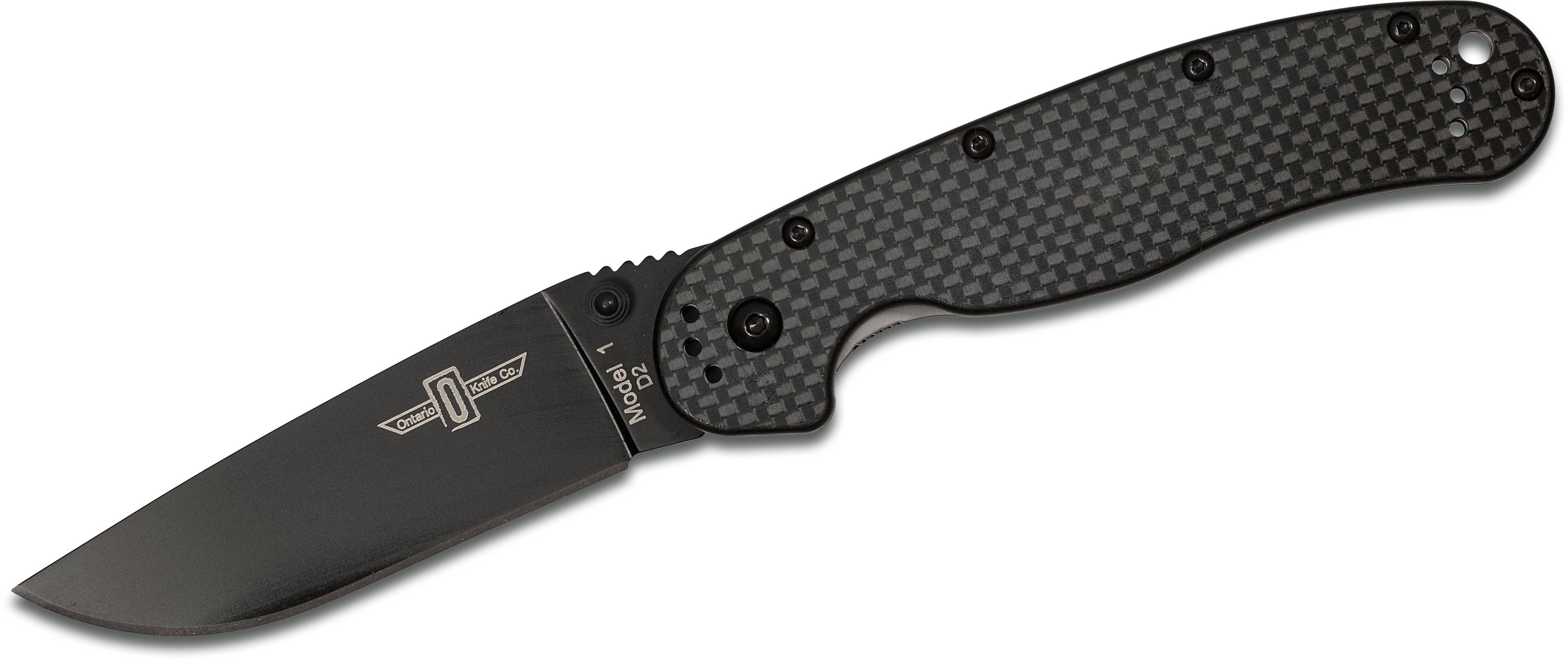Ontario RAT Limited Edition Model 1 Folding Knife 3.6" D2 Black Plain ...