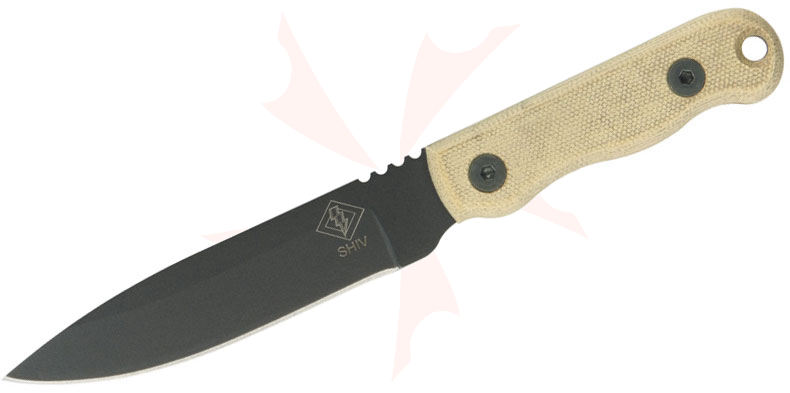 Ontario Ranger Series Shiv Knife 4.5" Fixed Blade, Tan Micarta Handles ...