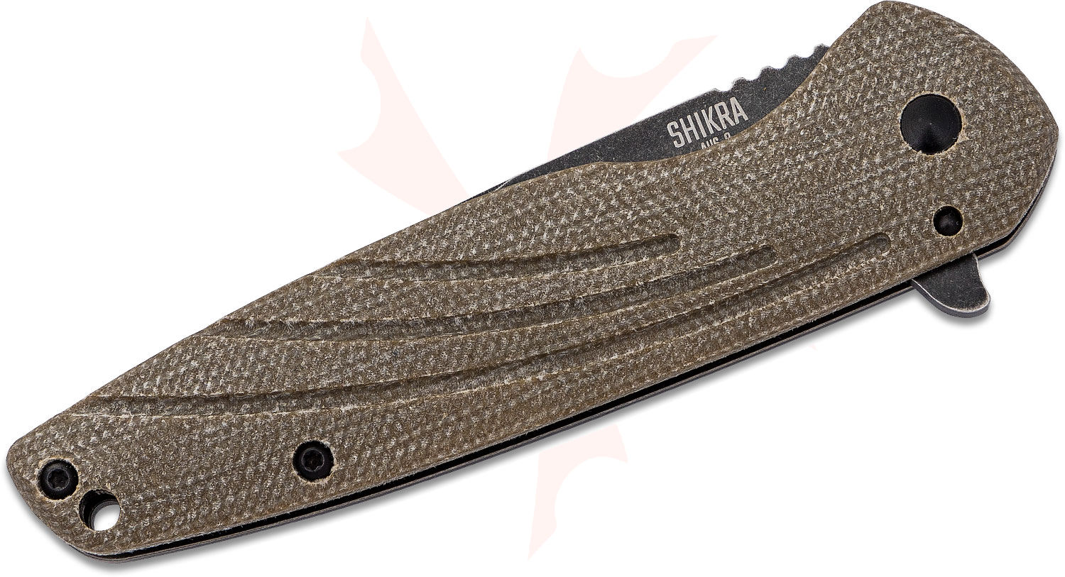 Ontario Shikra Flipper Knife 3.2" Black Stonewash Plain Blade, Tan ...