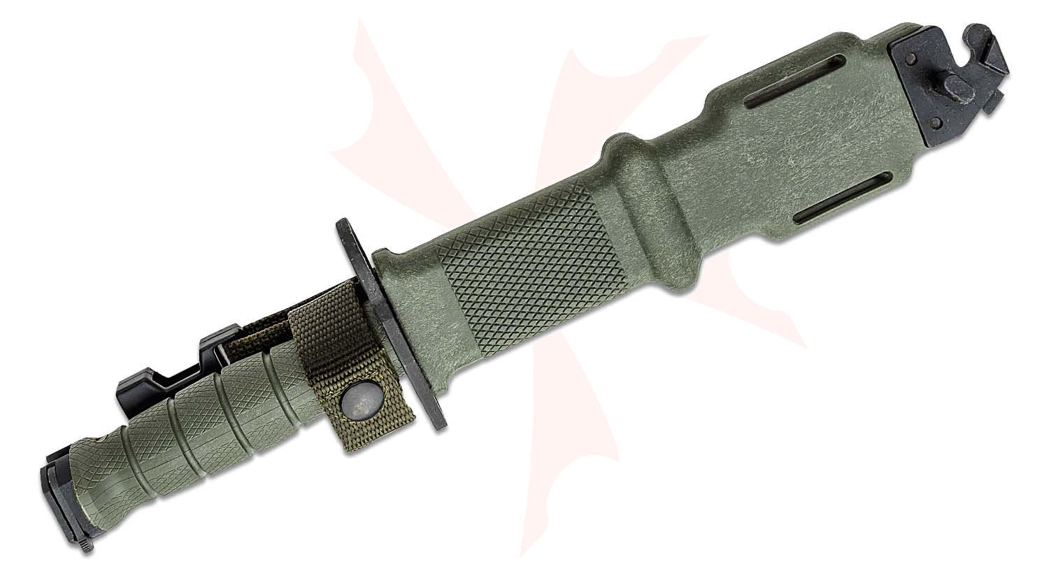 Ontario 490 M9 Bayonet & Scabbard 7" Blade, OD Green Handle ...
