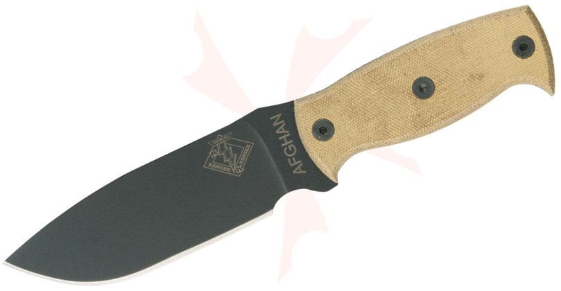 Ontario Ranger Series Afghan Knife 5" Plain Blade, Tan Micarta Handles ...