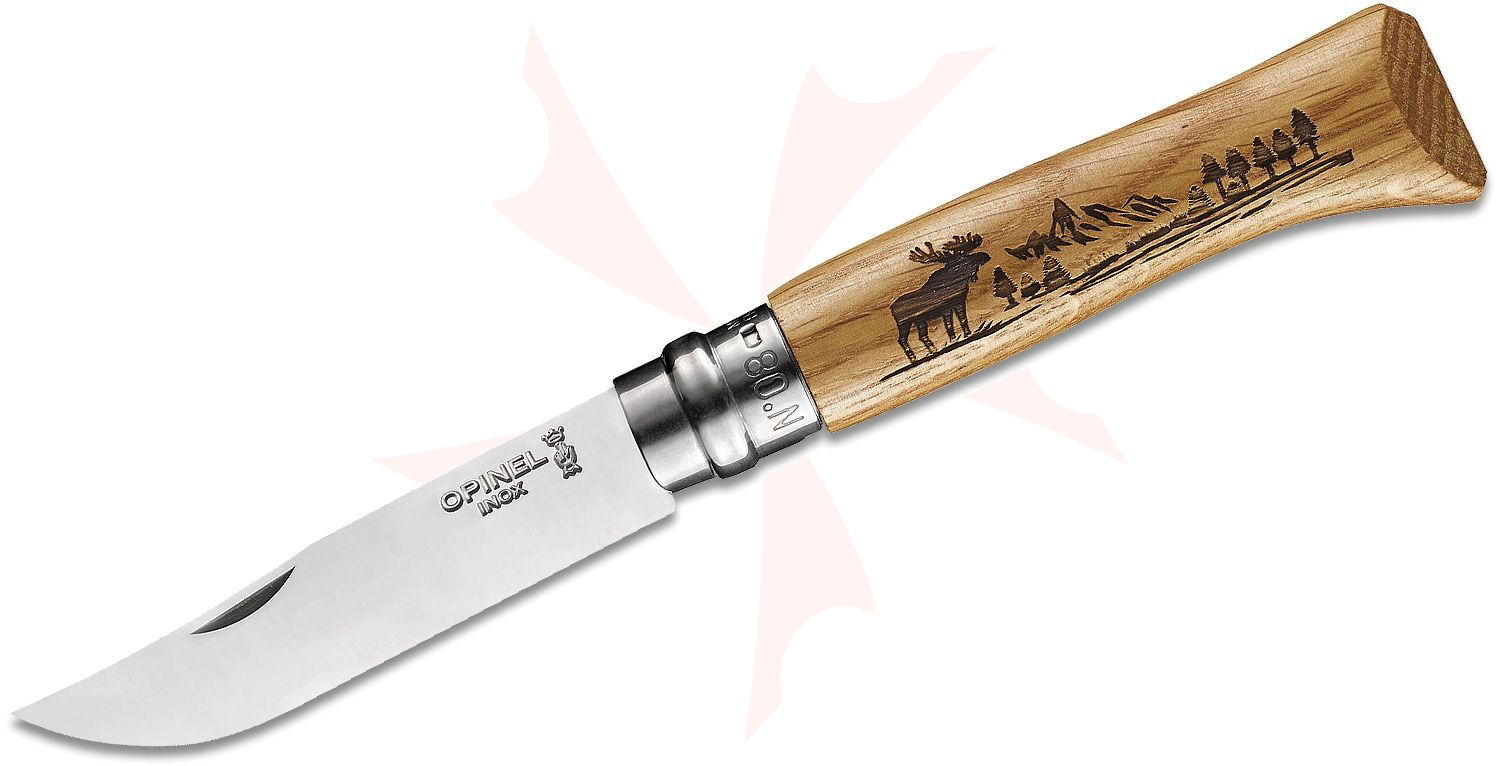 Opinel Animalia N08 Moose Folding Knife 3.25" Sandvik 12C27 Plain Blade ...