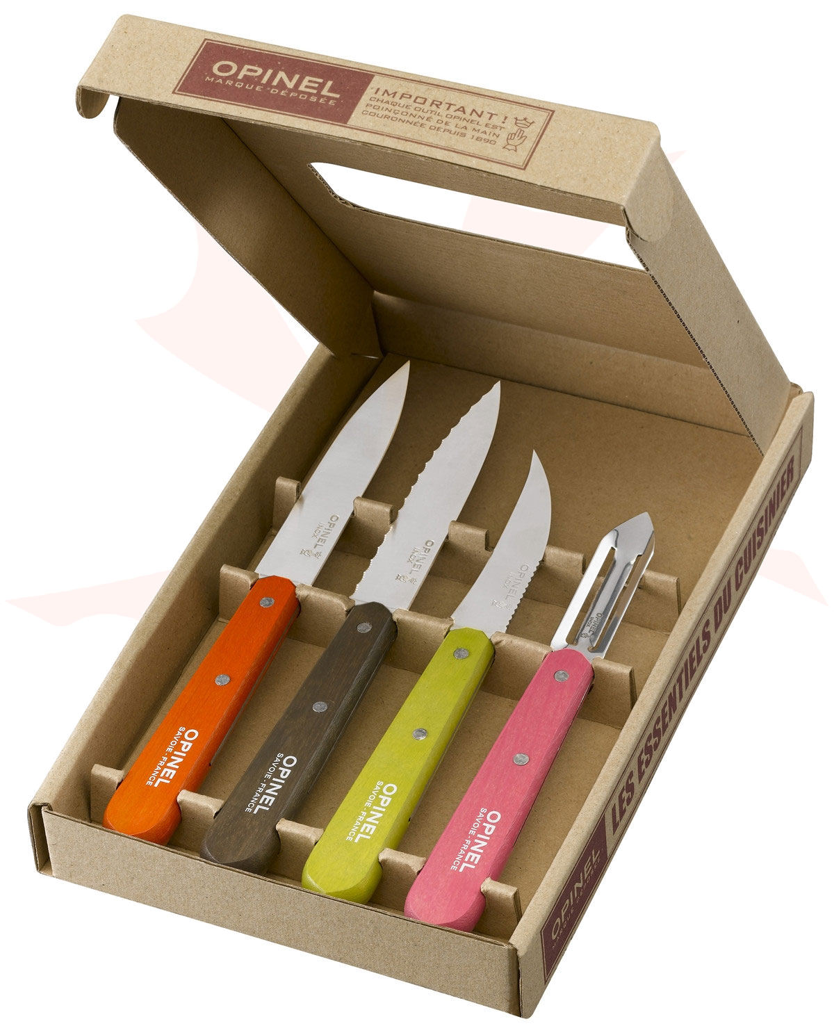 Opinel 4-Piece Essentials Small Kitchen Knives Set, 50's Multi-Color ...