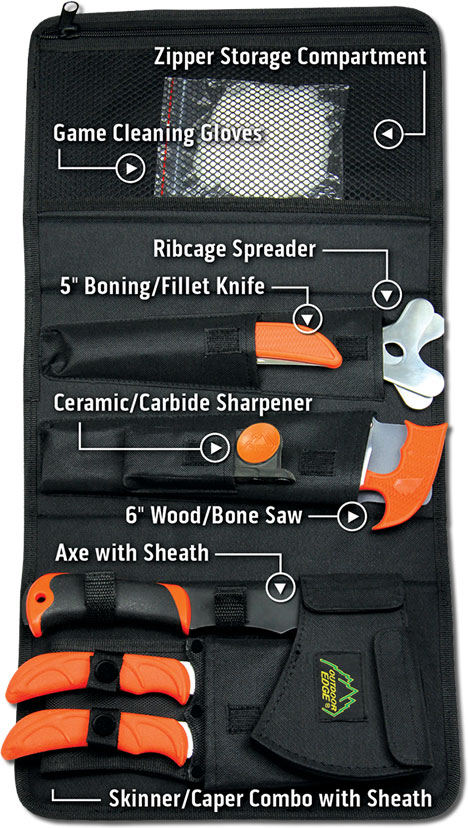 Outdoor Edge The Outfitter, 7 Piece Hunting Tool Set in Nylon Roll Case ...