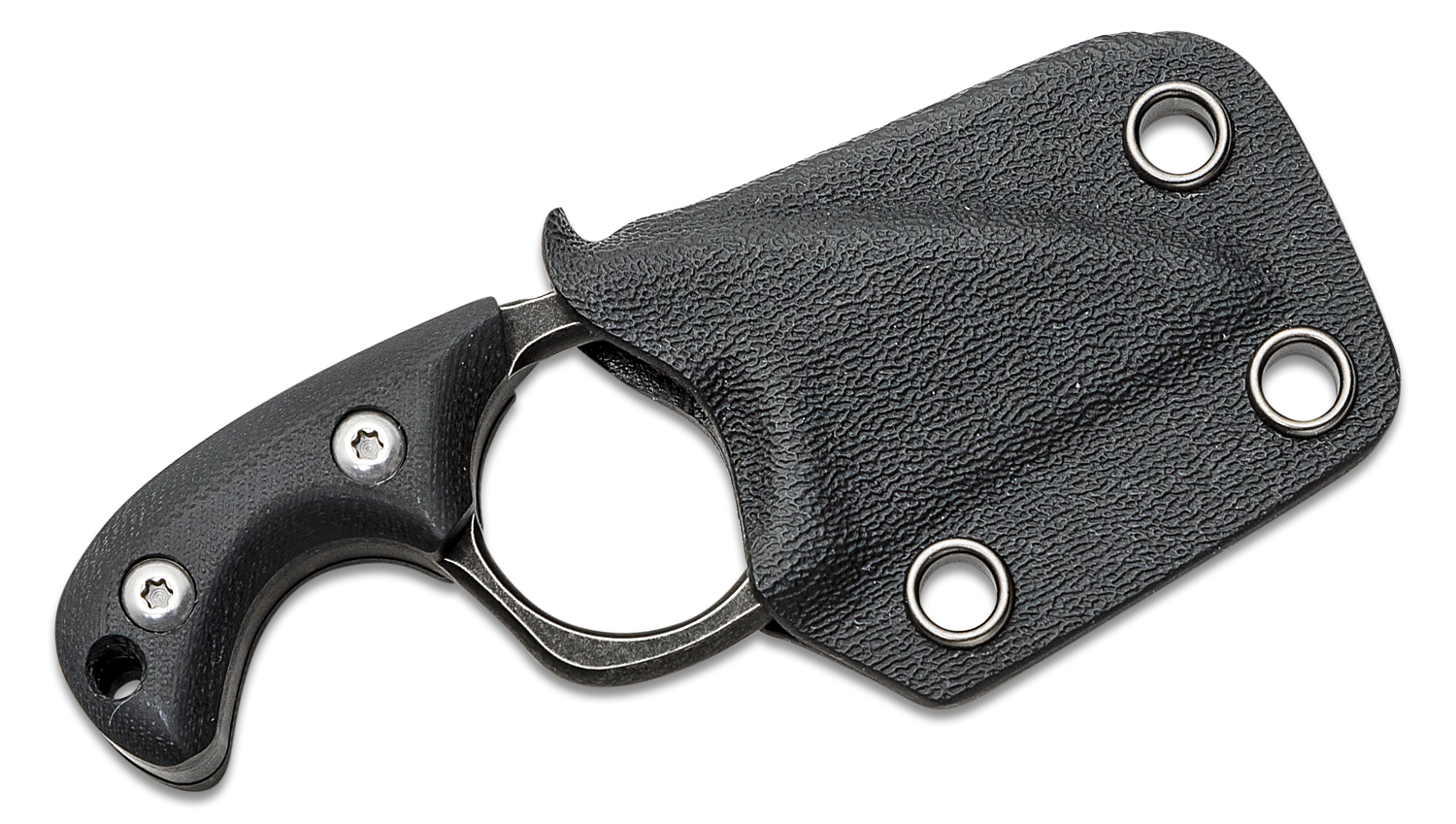 Fred Perrin Shorty Neck Knife 1.63" Black Stonewashed Wharncliffe Blade ...