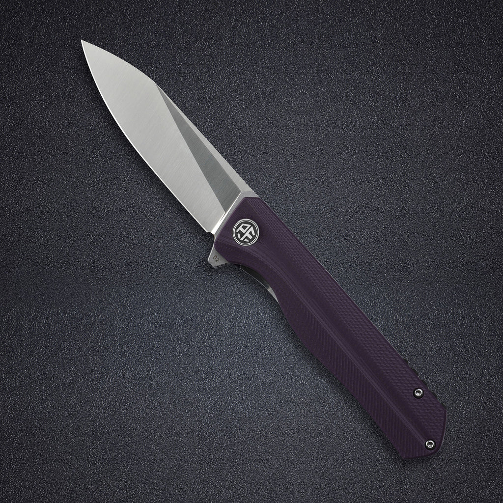 Petrified Fish PF818 Forward Linerlock Flipper Knife 3.54" D2 Satin Drop Point Blade, Sculpted ...