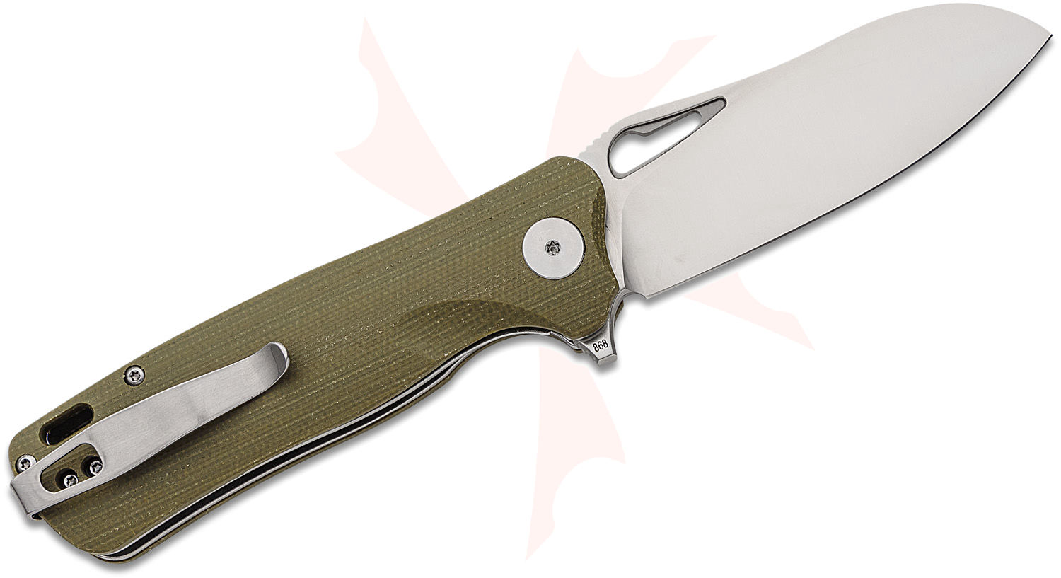 Petrified Fish PF868 Bunta Linerlock Flipper Knife 3.35" D2 Satin Sheepsfoot Blade, Green ...