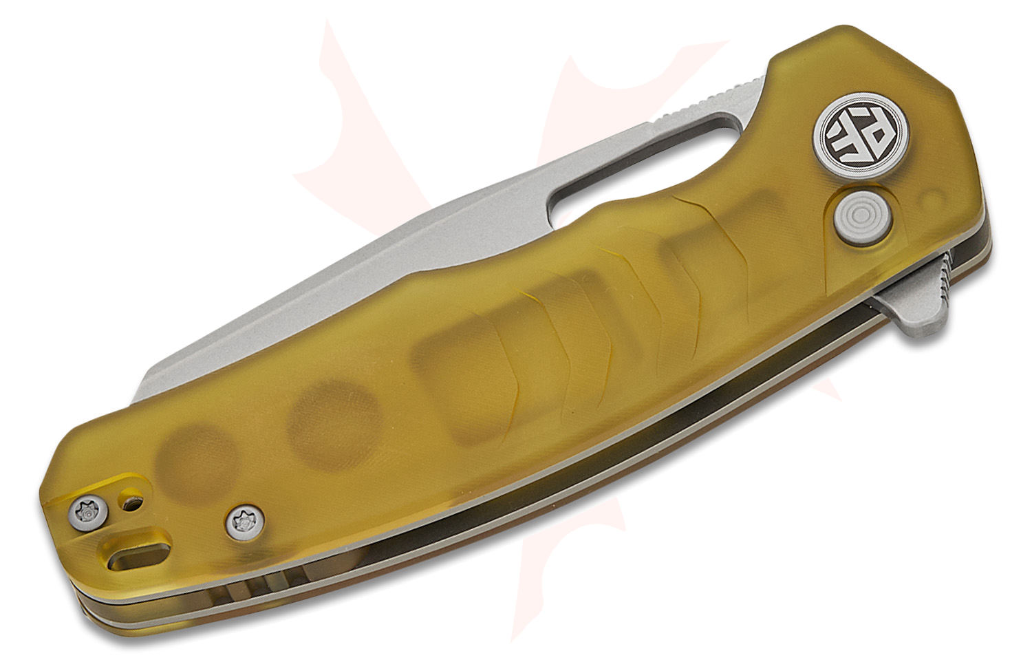 Petrified Fish PFE17UW Trilobite Button Lock Flipper Knife 3.03" 14C28N ...