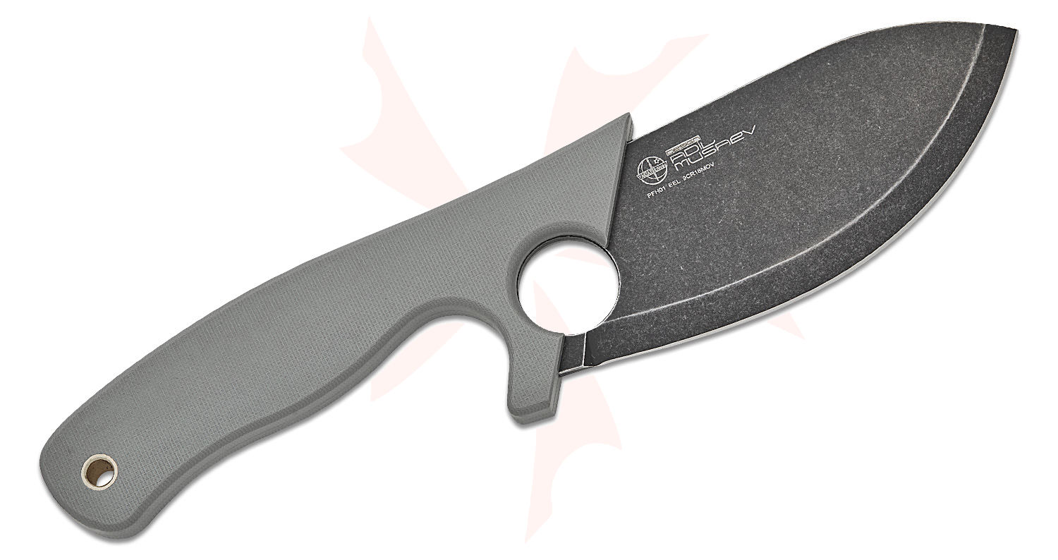 Petrified Fish PFH01GADW Eel Fixed Blade Knife 4.5" Black Stonewashed ...