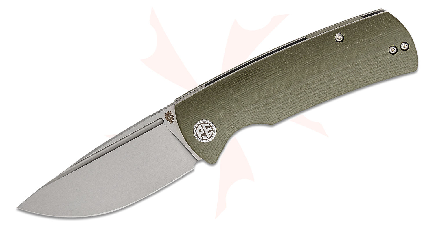 Petrified Fish PFP01 Beluga Linerlock Front Flipper Knife 3.62" K110 (D2) Sand Blasted Drop ...