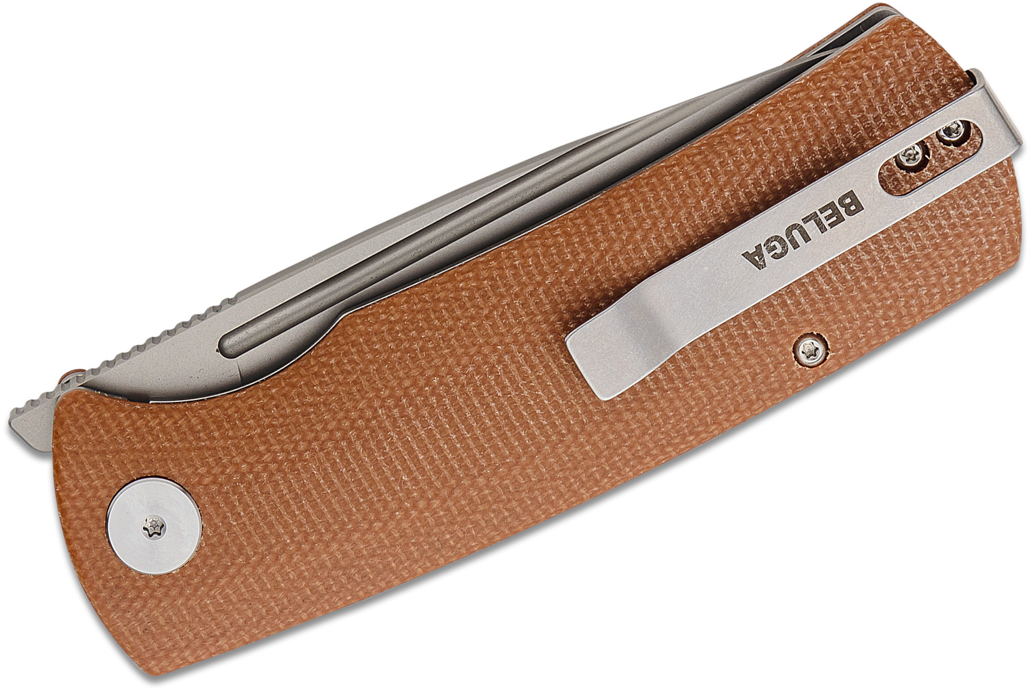 Petrified Fish PFP01 Beluga Linerlock Front Flipper Knife 3.62" K110 (D2) Sandblasted Drop Point ...