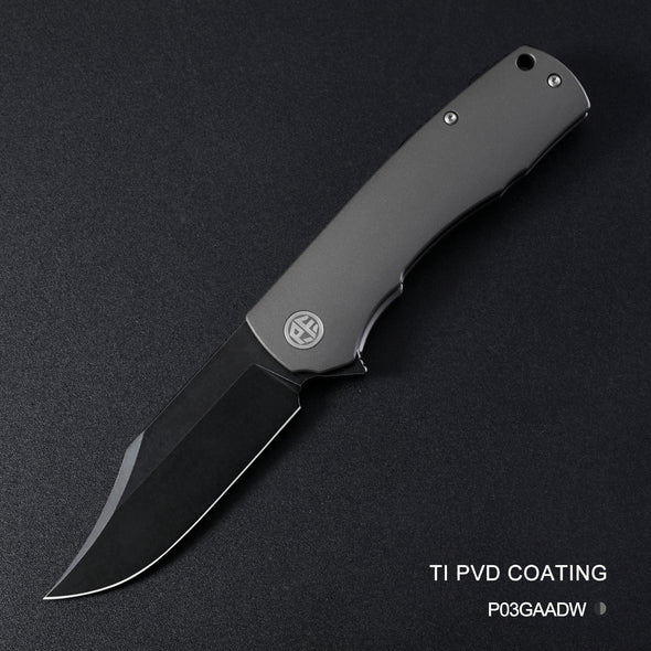 Petrified Fish PFP03 Victor Flipper Knife 3.58" 154CM Black Stonewashed ...