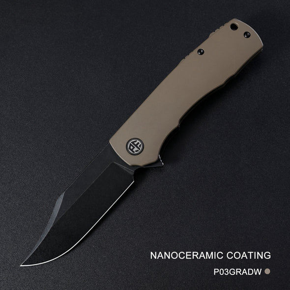 Petrified Fish PFP03 Victor Flipper Knife 3.58" 154CM Black Stonewashed ...