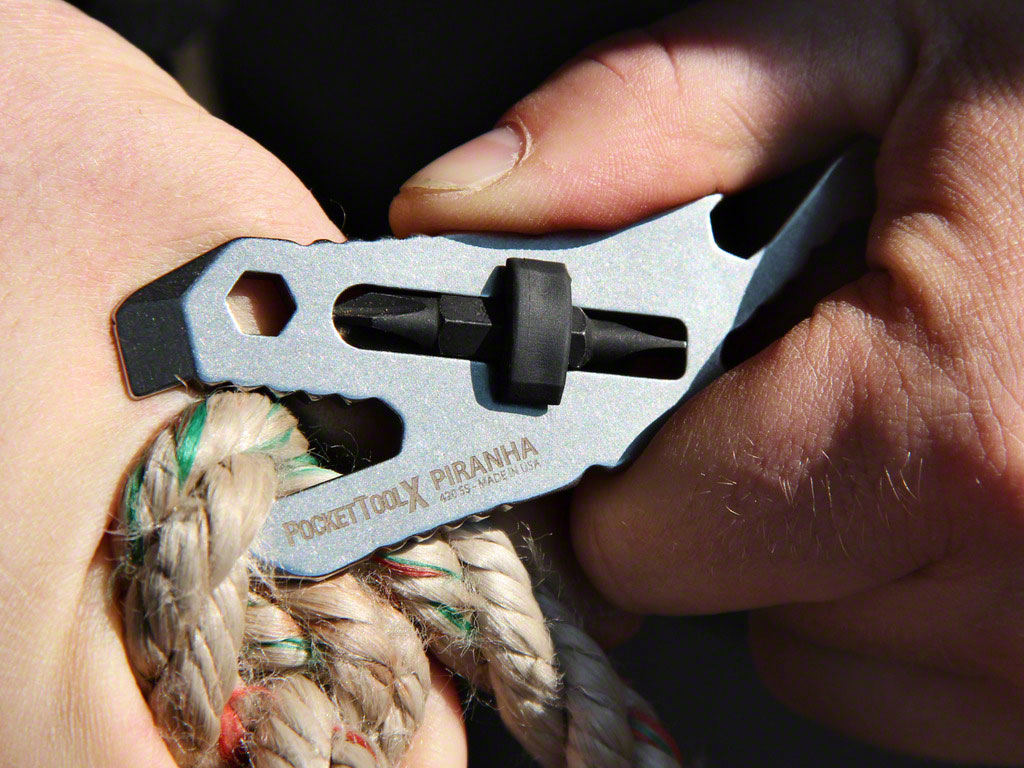 PocketToolX PIRANHA Pocket Tool, Stonewash, 3.875" Overall, Stainless ...