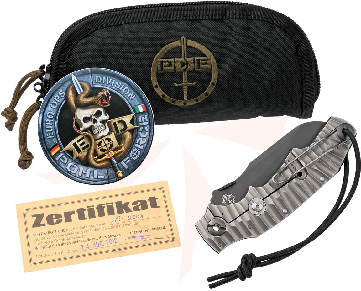 Pohl Force Foxtrot One Survival Folder 4.44" Black D2 Plain Blade ...