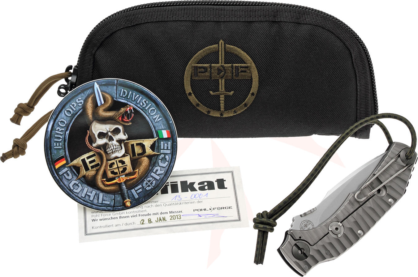 Pohl Force Mike One Outdoor Folder 3.74" Stonewashed Niolox Plain Blade ...