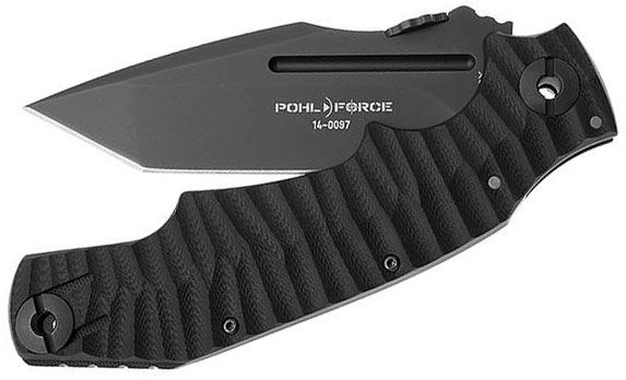 Pohl Force Foxtrot Three Survival Folder 4.44" Black Niolox Plain Blade ...