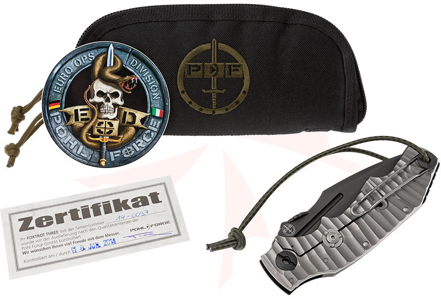 Pohl Force Foxtrot Three Survival Folder 4.44" Black Niolox Plain Blade ...