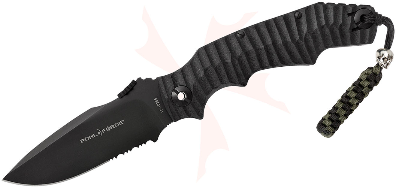 Pohl Force Alpha Four Survival Folder 4.44" Black CTS-BD1 Combo Blade ...