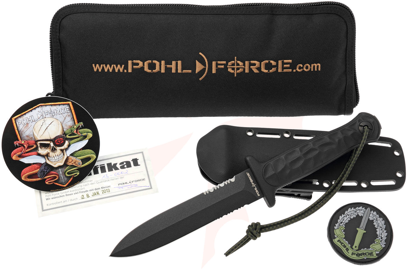 Pohl Force Romeo One Survival Fixed 6.06" Black D2 Double Edge Blade ...