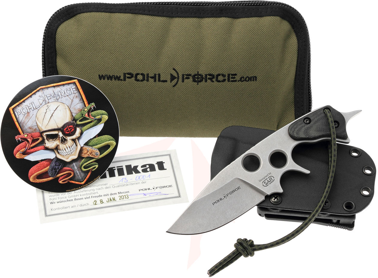 Pohl Force Hornet XL Outdoor Fixed 3.34" Stonewashed D2 Plain Blade ...
