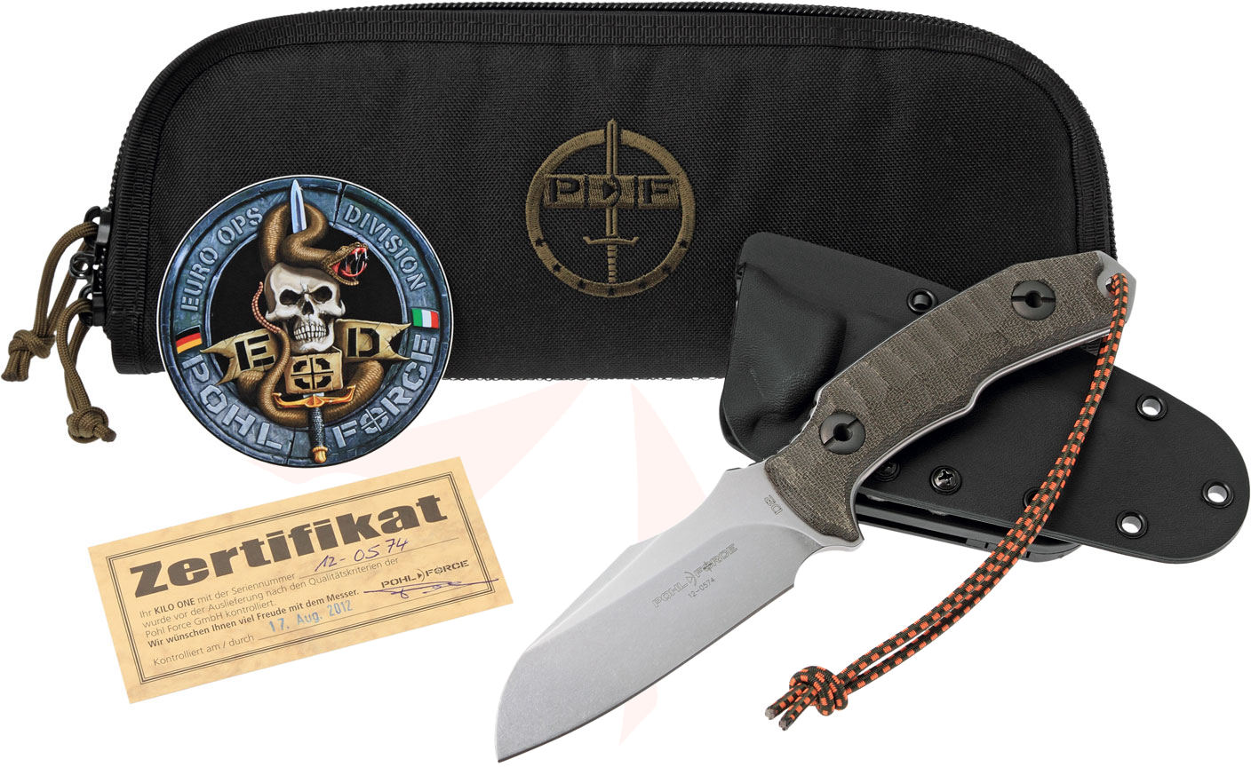 Pohl Force Kilo One Para Rescue Fixed 4.56" Stonewashed D2 Plain Blade ...