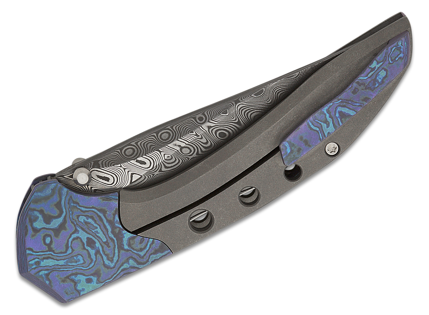Prince Customs Orochi #007 Flipper Knife 3.65" Rose Damasteel Recurve ...
