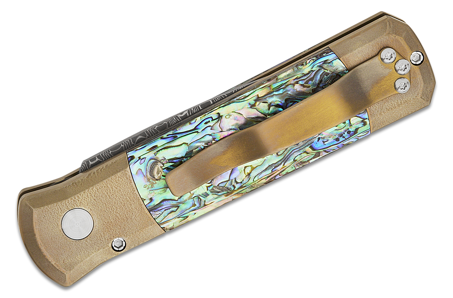 Pro-Tech Custom Godson AUTO Folding Knife 3.15" VF Spirograph Damascus ...