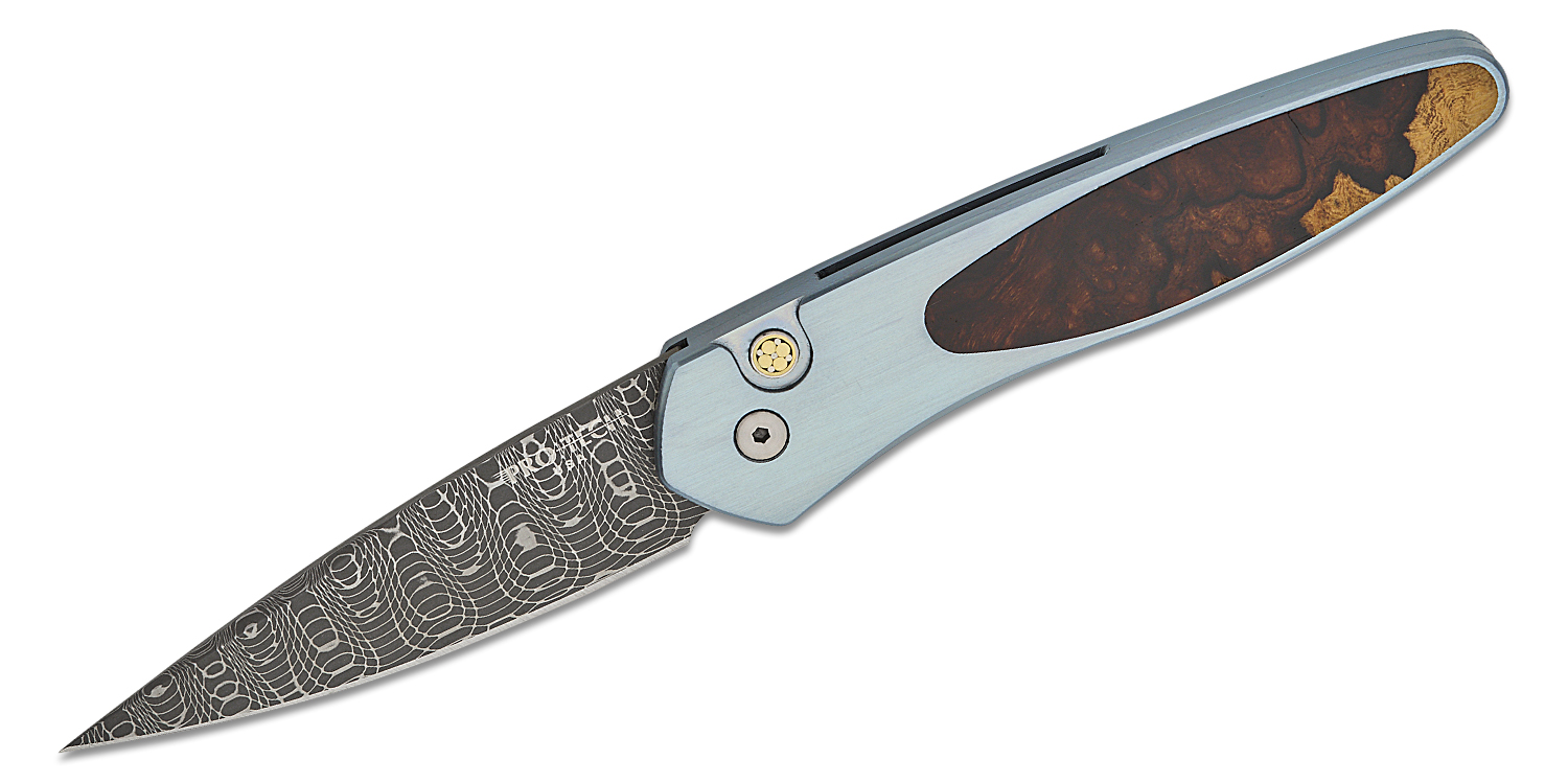 Pro-Tech Custom Newport AUTO Folding Knife 3" VF Spirograph Damascus ...