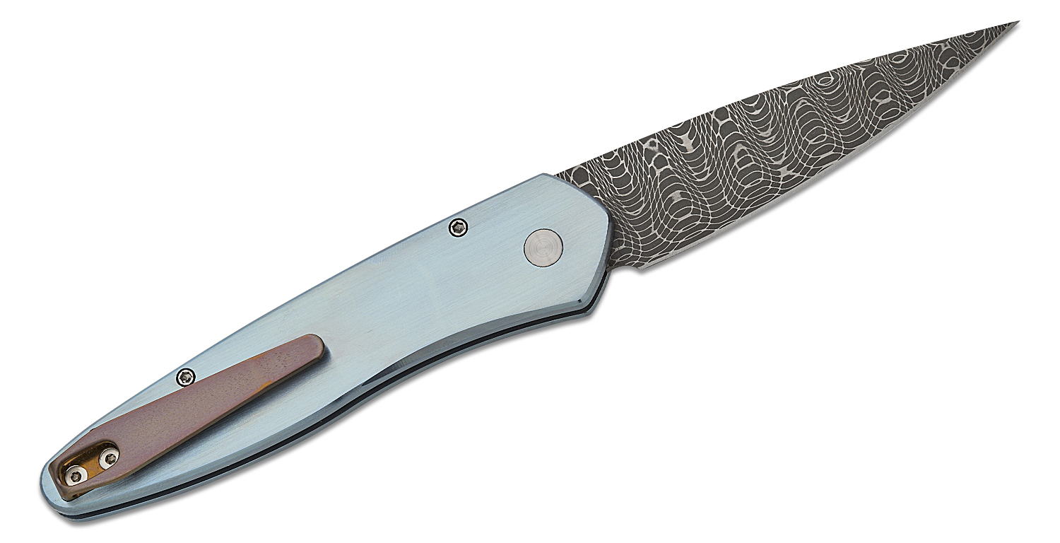 Pro-Tech Custom Newport AUTO Folding Knife 3" VF Spirograph Damascus ...
