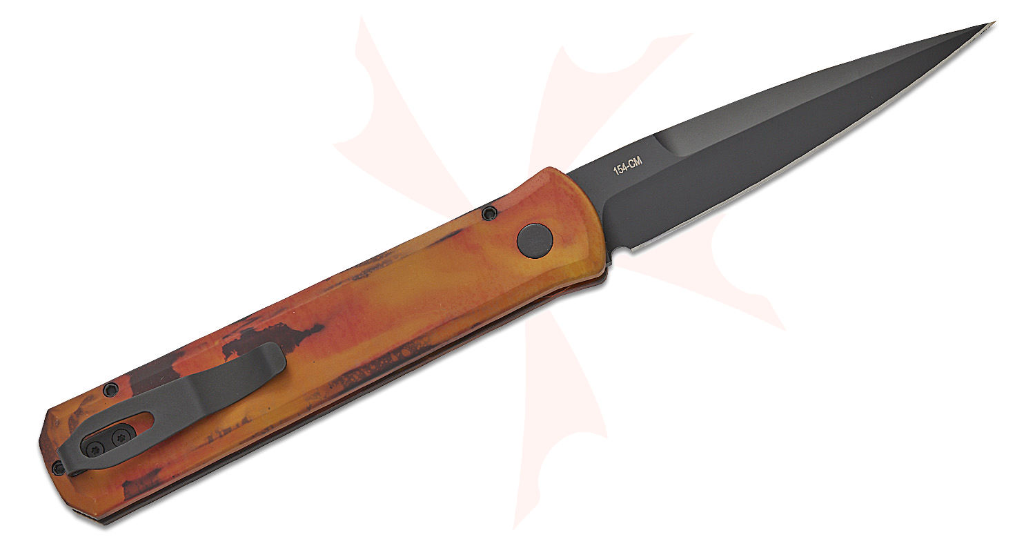 Pro-Tech 921-DF2 Godfather AUTO Folding Knife 4" 154CM Black DLC Plain ...